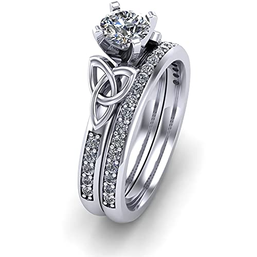 Engagement Ring for Women Bridal Ring Set 1-2/5 ct. tw. Moissanite Engagement Ring Set 10K Gold Celtic Wedding Ring Set for Her