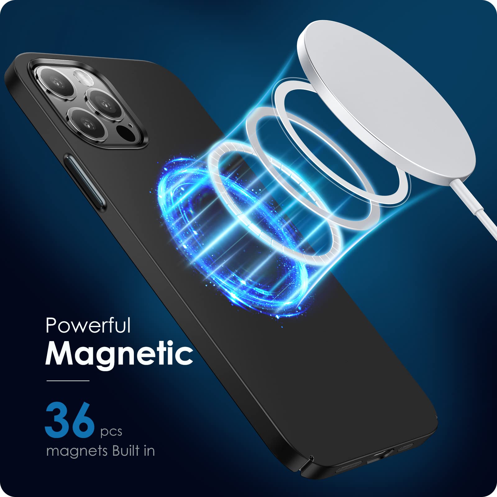 Enskko Magnetic Designed for iPhone 12 Pro Max Case Ultra Thin Slim Non-Slip Matte Surface Hard PC Compatible with MagSafe Accessories iPhone 12 ProMax Case 6.7'' (Black)