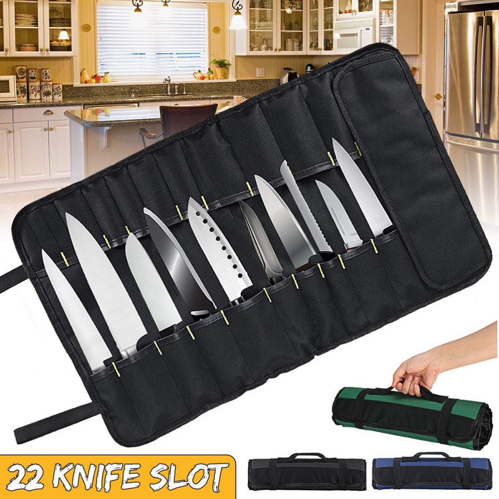 DOITOOL Chef Knife Case Roll Bag, Knife Roll, 22 slots Chef Knife Bag with Handle, Portable Knife Roll Bag for Chefs Culinary Traveling, Knives Pouch