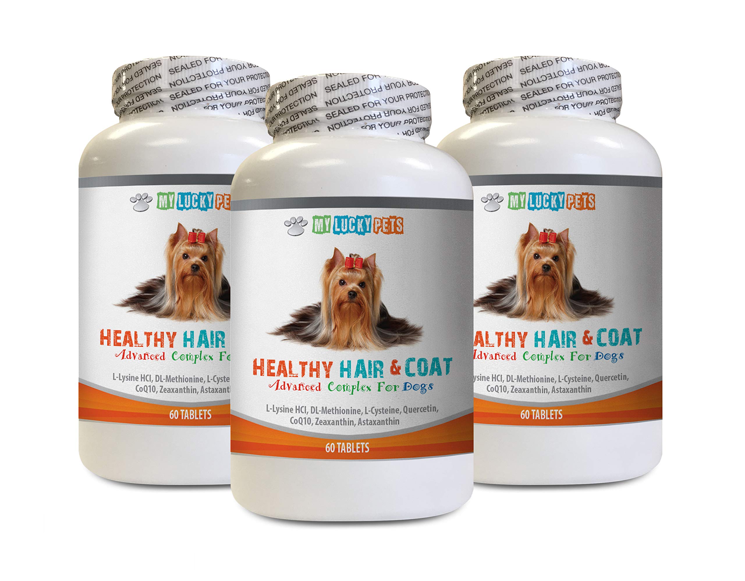 MY LUCKY PETS LLC Dog Skin Products - Dog Healthy Hair and Coat - Shinny Coat - Skin Health - Immune Support - Nail Health - Dog Vitamins for Skin - 180 Treats (3 Bottles)