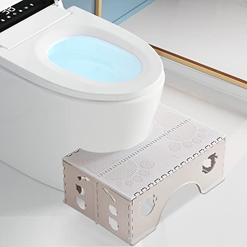 Foldable Toilet Potty Stool for Adults, 7" Healthy Squatting Posture Toilet Poop Stool, Bathroom Anti-Slip Toilet Assistance Step Stool, Fold Design Christmas Decor Portable Travel Poop Stool.(Grey)