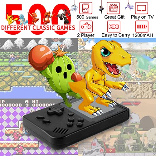 Retro Handheld Game Console, 500 Games Portable Hand Held Video Game for Kids & Adult Classical FC Games with 3.0-Inch Screen Rechargeable Battery Handheld Gaming Two Players Support for TV