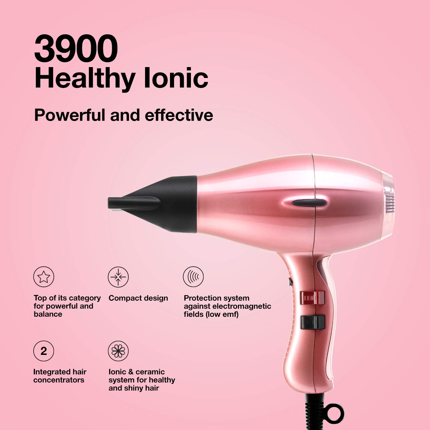 Elchim 3900 Healthy & Light Ionic Professional Dryers, Lightweight with 2 Concentrators Included, Multiple Color Options