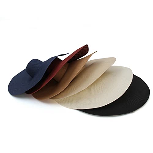EODNSOFN Oversized Straw Hat for Women Wide Brim Summer Sun Hat Packable Large Paper Beach Hat (Color : F, Size : 56-58cm)