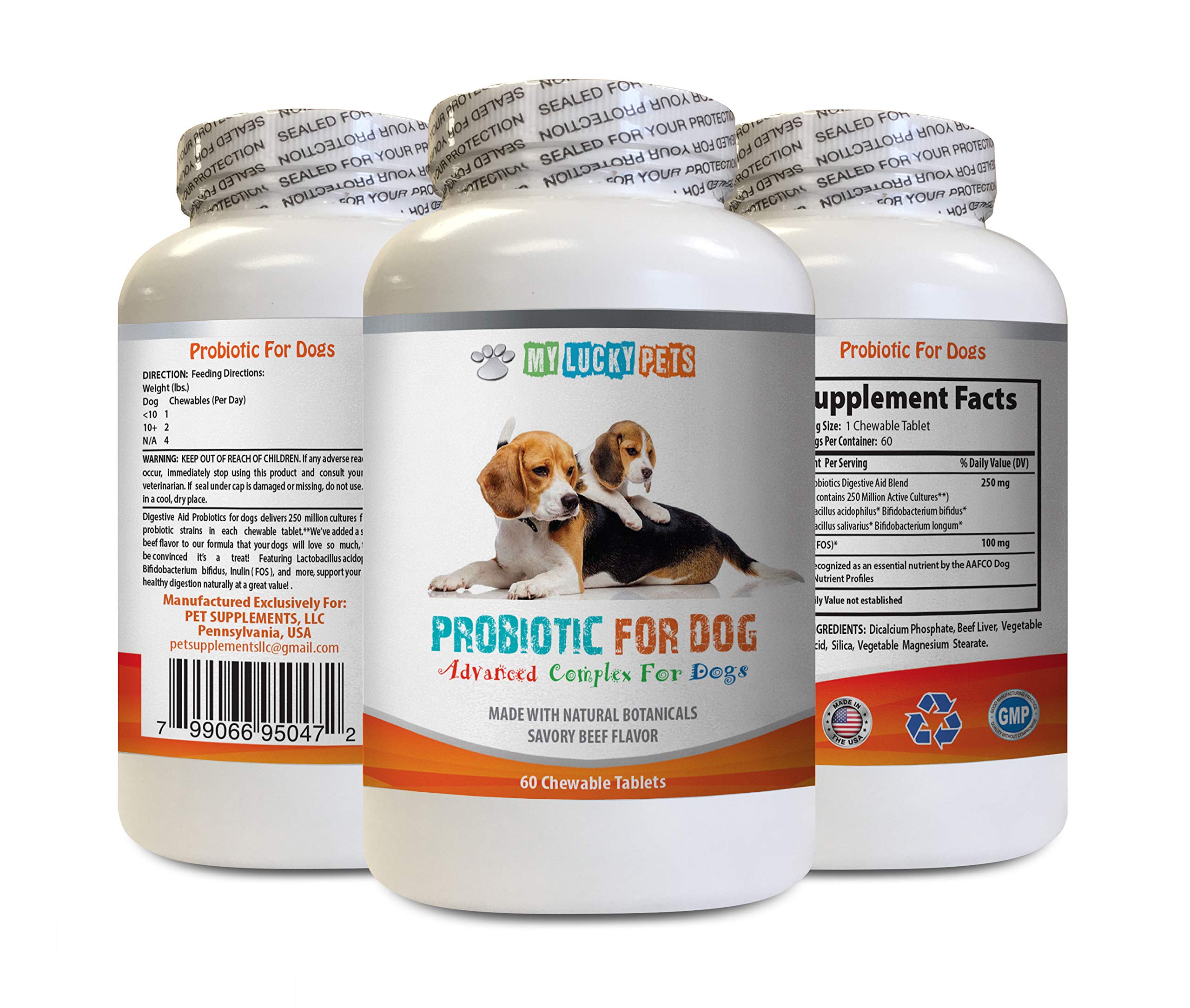 MY LUCKY PETS LLC Dog probiotics chewables - Dog PROBIOTICS - Bad Breath and Passing Gas Solution - Oral Health - bifidobacterium bifidum - 1 Bottle (60 Treats)