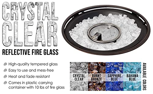 Fire Sense 62365 Premium Sparkling Reflective Tempered Fire Glass for Outdoor Fireplace Gas or Propane Fire Pits Easy to Install & Stimulate Viewing Experience - 10 Lbs - Crystal Clear