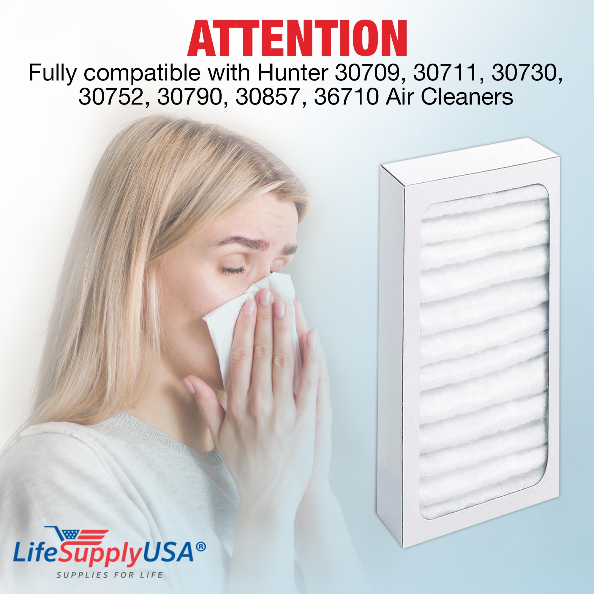 True HEPA Air Cleaner Filter Replacement 30963 Compatible with Hunter 30709, 30711, 30730, 30752, 30790, 30857, 36710 Air Cleaners by LifeSupplyUSA