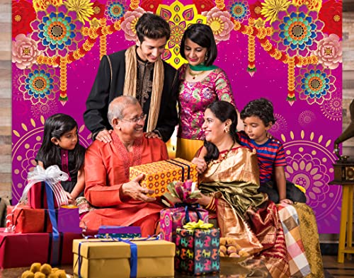 Funnlot Wall Backdrop for Diwali Festival Decorations - 5.9 x 3.2ft Banner for Happy Diwali Photo Booth