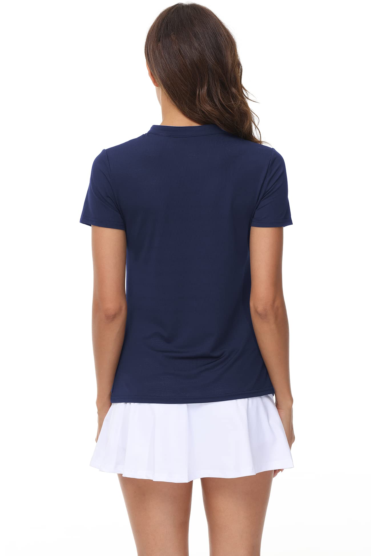 DOTIN Women's 2 Pack V-Neck Golf Polo Shirts Short Sleeve Collarless Quick Dry Sport T-Shirts Workout Tops
