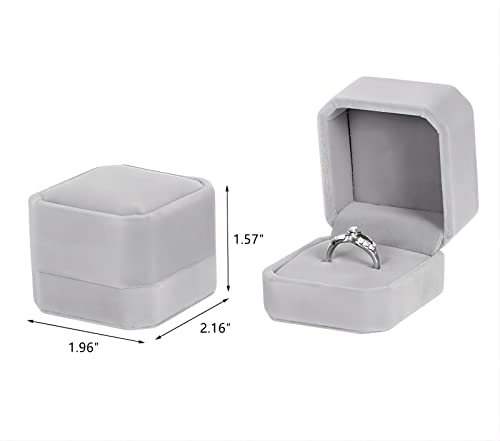 YZWDTGS 2 Pack Velvet Ring Boxes, Earring Pendant Jewelry Case, Ring Earrings Gift Boxes, Jewellry Display (Grey)