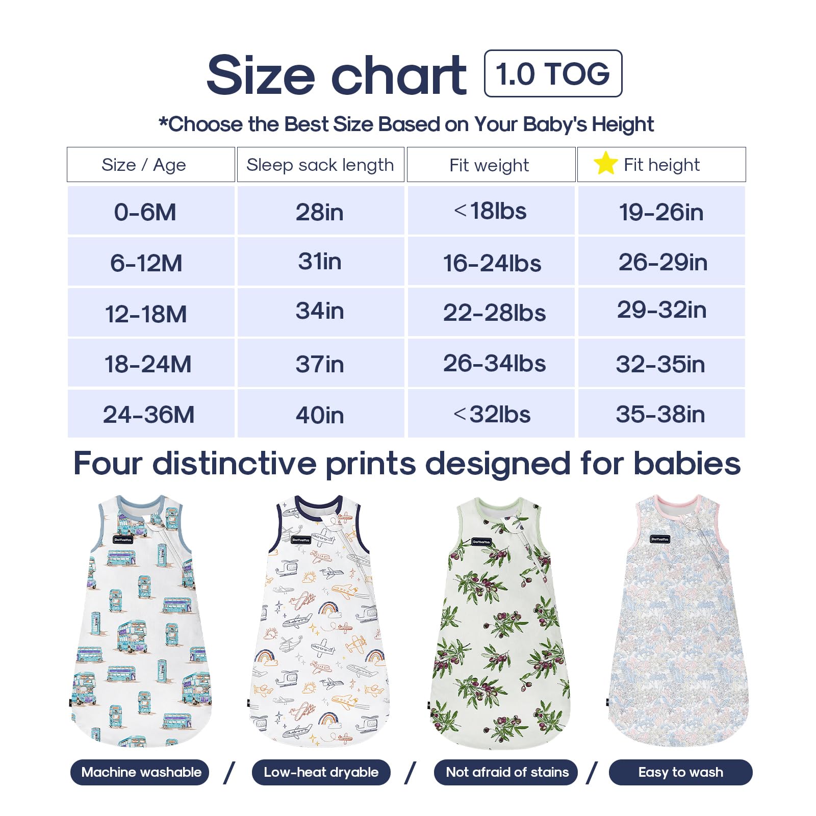 Domiamia Baby Sleep Sack 1.0 Tog Ultra Soft 24-36 Months Rayon Made from Bamboo & Cotton & Tencel Lyocell Baby Wearable Blanket