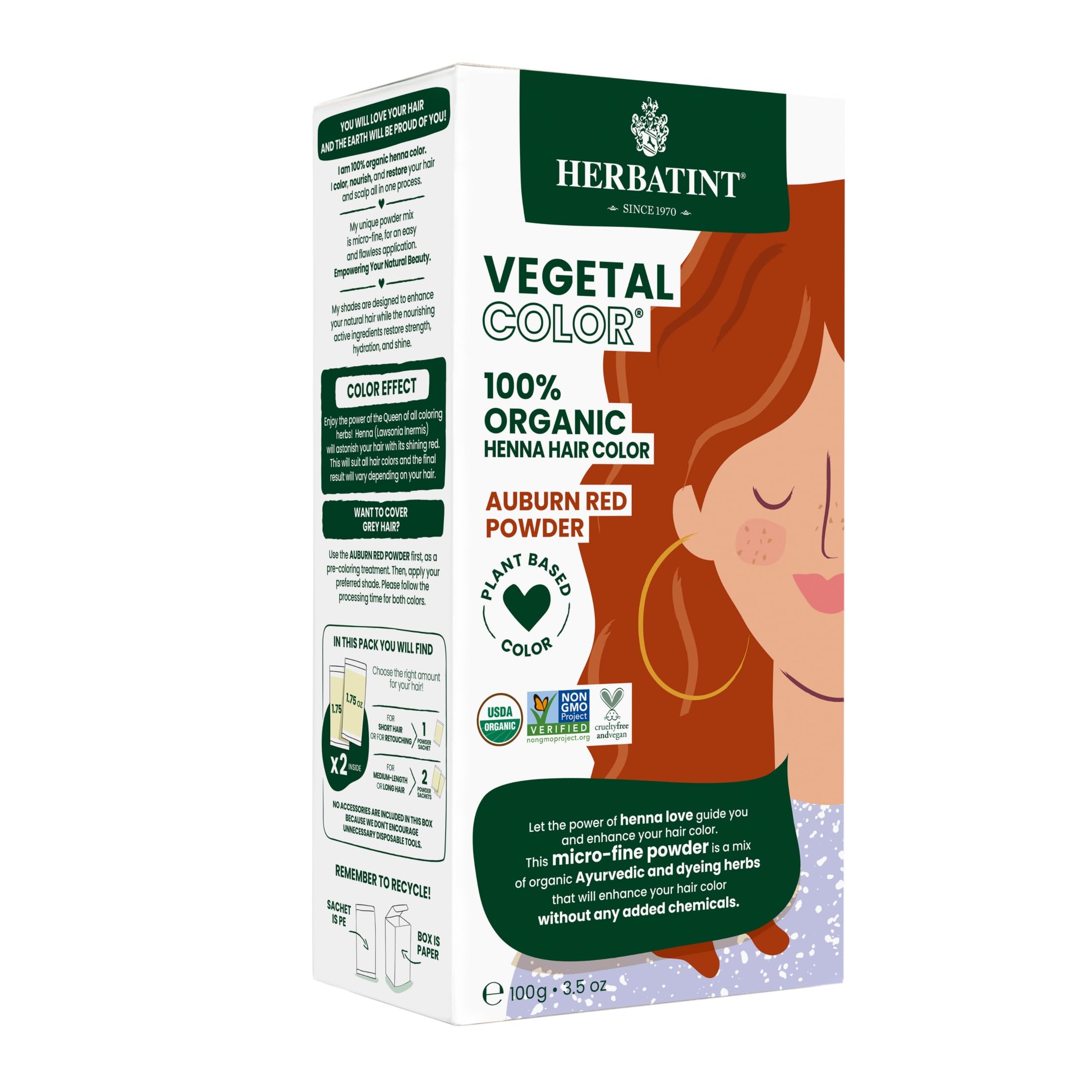 Herbatint Organic Henna Love Power Vegetal Colour 3.53 oz