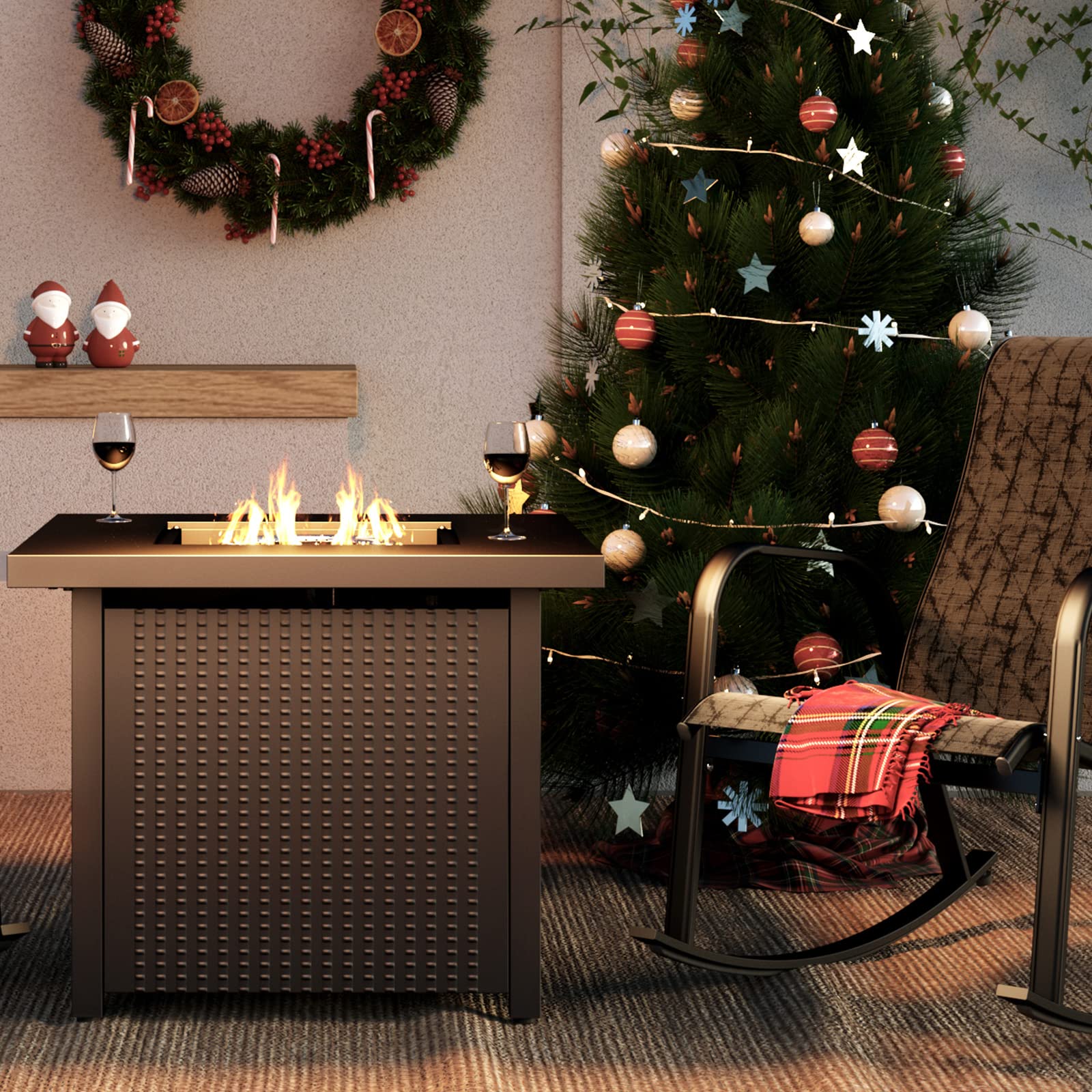 Grand Patio Outdoor Gas Fire Pit Table 30-Inch Square Propane Gas Fire Pit CSA Safety Approved 50000BTU with Steel Tabletop, Removable Lid, and Lava Rock for Garden, Backyard, and Deck Parties