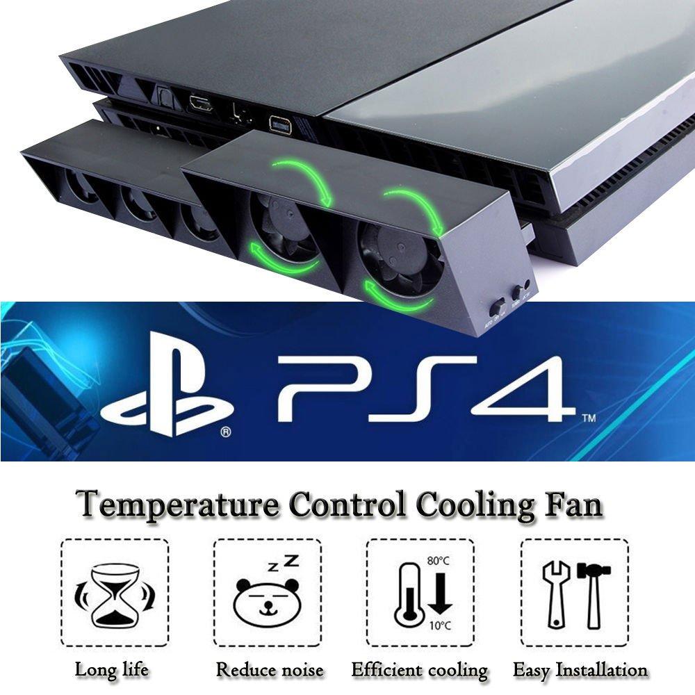 ElecGear Auto Cooling Fan for PS4, External USB Cooler Automatic Temperature Sensor Controlled Radiator Heat Exhaust Works with Playstation 4 CUH-1xxx