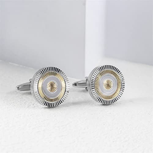 Double Layer Two Tone Plated French Metal Cufflinks Men's French Shirt Cufflinks (Color : A, Size : One Size) (A One Size)