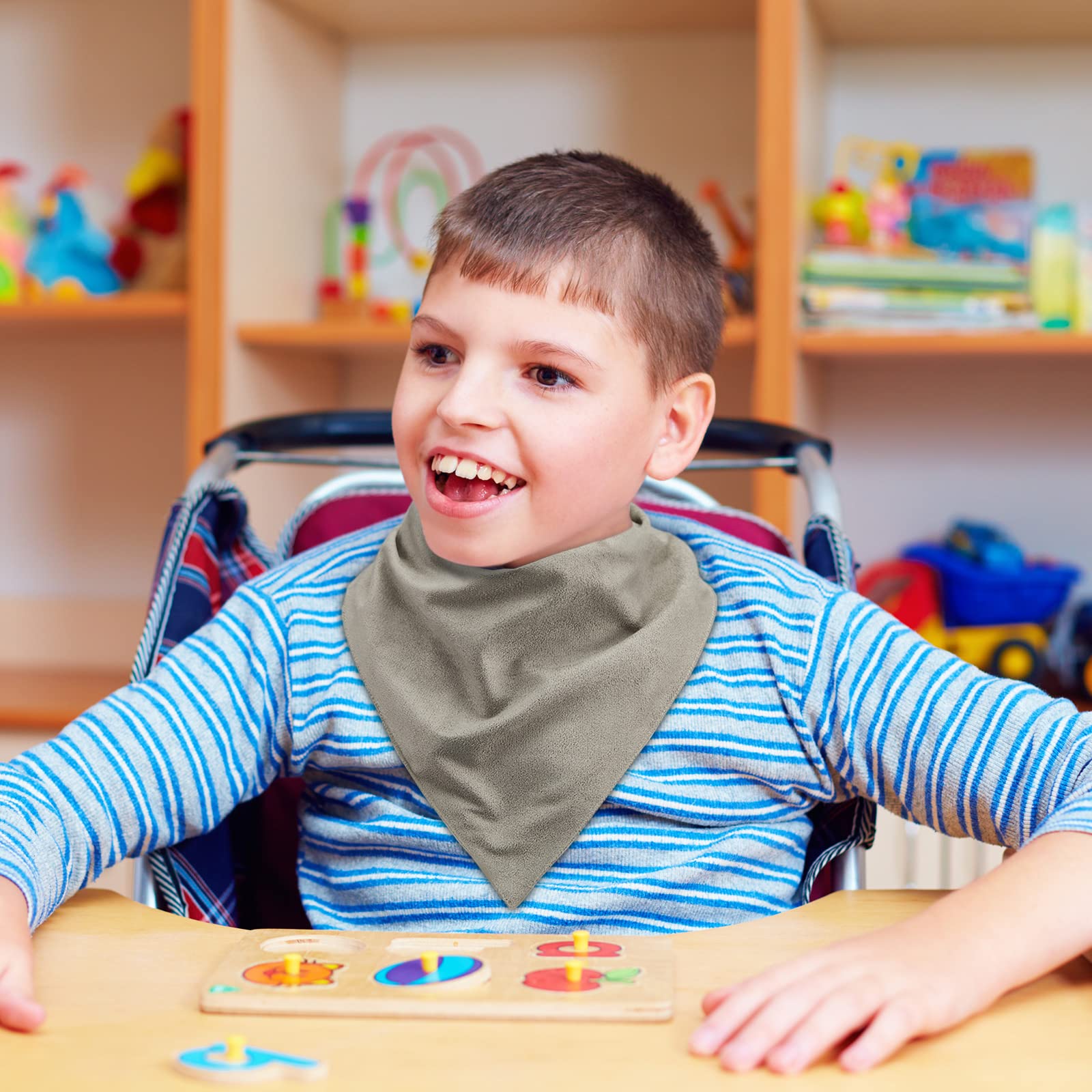 Hercicy 8 Pcs Adult Absorbent Drool Bandana Bibs Large Soft Waterproof Absorbent Bibs Set for Adults Kids over 4 Years Old Teens Special Needs