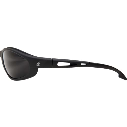 Edge TSM216 Dakura Polarized Wrap-Around Safety Glasses, Anti-Scratch, Non-Slip, UV 400, Military Grade, ANSI/ISEA & MCEPS Compliant, 5.04" Wide, Matte Black Frame / Smoke Lens