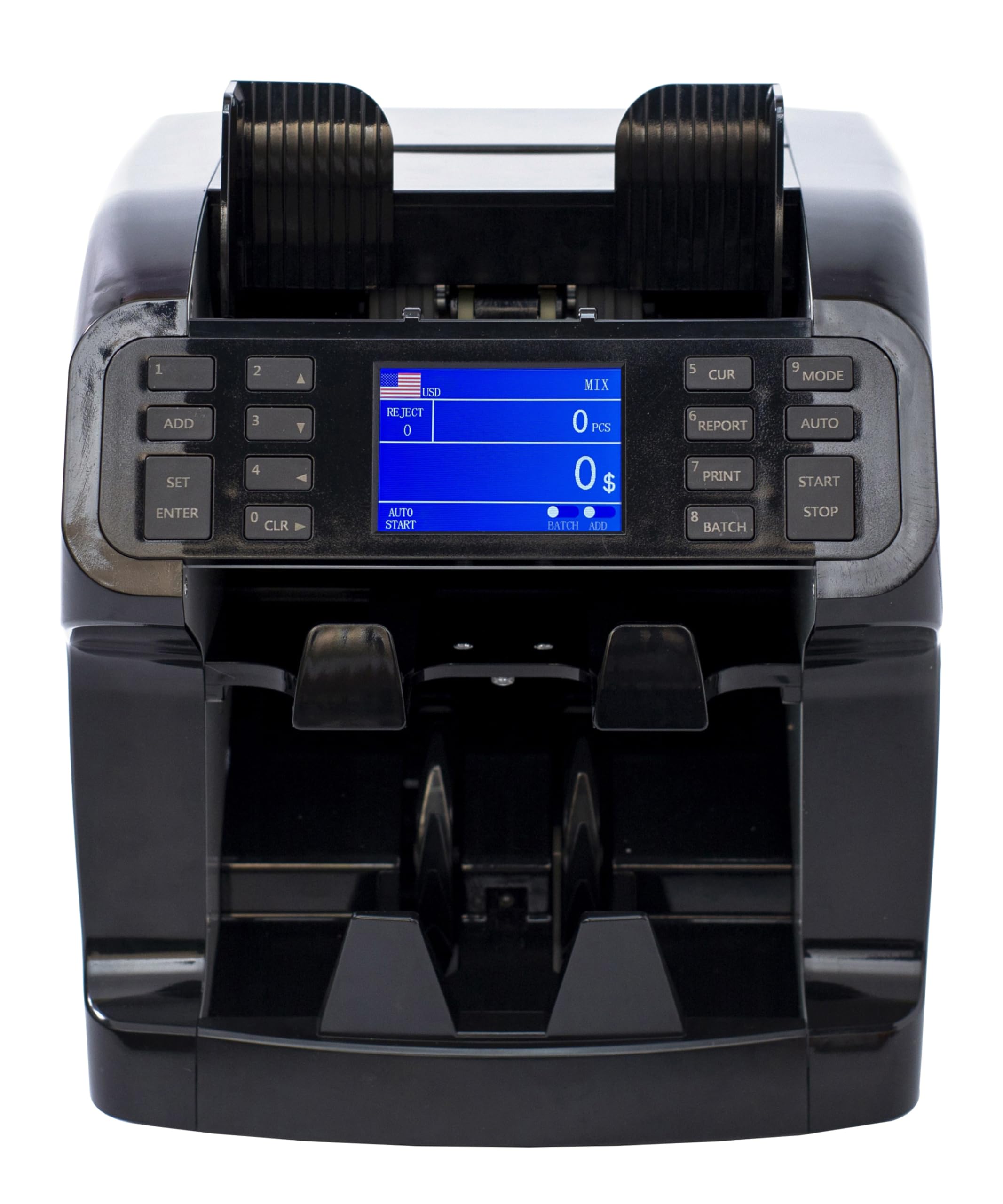 Demotio Bank Grade Two Pocket Bill Sorter MA-900 Non-Stop Bill Counter Multi-Currency Highly Reliable Counterfeit Detection and Value Counting with Built-in Printer