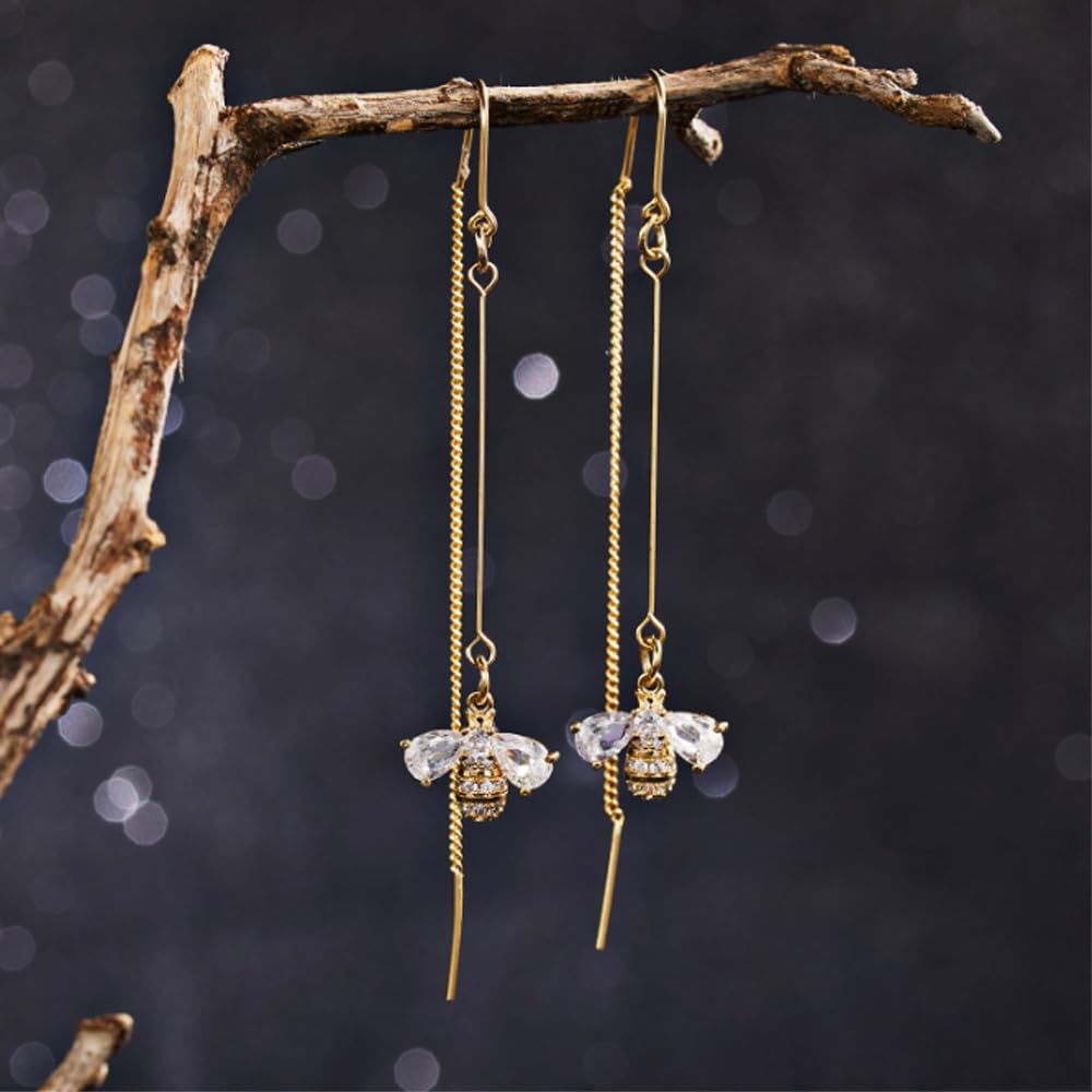 CutieJewelry Delicate Bumble Honey Bee Dangle Cute For Womens Ladies Jewelry Pretty Earrings 2 PAIRS