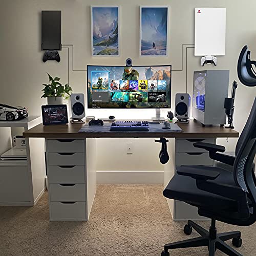 PS5 Wall Mount for Playstation 5 Disc Edition and Digital Edition (Mount The Console on Wall Near or Behind TV with Invisible Design), Including 2 Accessories Holders for Controller & Headset (White)