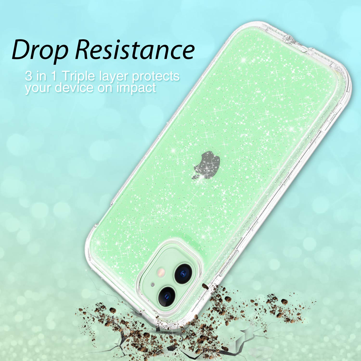 Coolwee Glitter Full Protective Case Compatible with iPhone 12, Compatible with iPhone 12 Pro Heavy Duty Hybrid 3 in 1 Rugged Shockproof Women Girls Rose Gold for Apple iPhone 12 Pro 6.1 inch