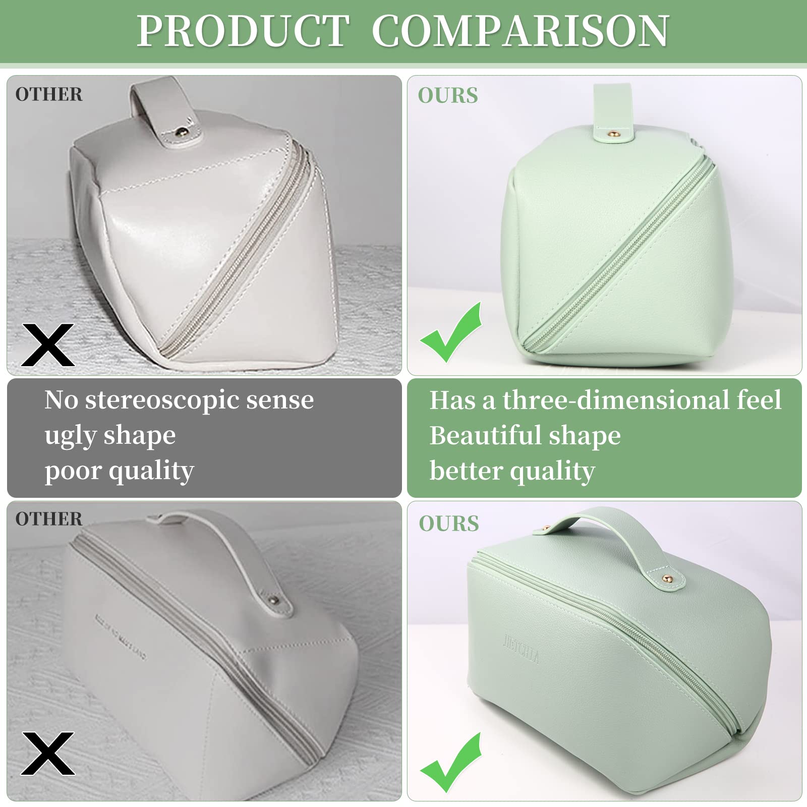 Hetchia Large capacity travel cosmetic bag,Makeup bag,Cosmetic bag,Travel makeup bag,Cosmetic bags for women,(green)