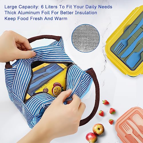 Landmore Bento Box Lunch Box for Kids Adults, 1100 ML Bento Lunch Box for Kids 3 Compartments with Utensils and Lunch Bag, Leakproof BPA Free(Blue)