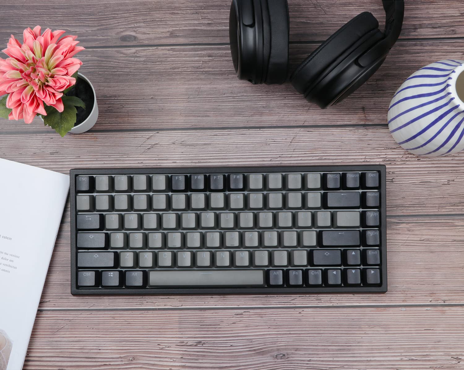 EPOMAKER EP84 84-Key RGB Hotswap Wired Mechanical Gaming Keyboard with PBT Dye-subbed Keycaps for Mac/Win/Gamers (Gateron Red Switch, Geometry Grey XDA Profile)