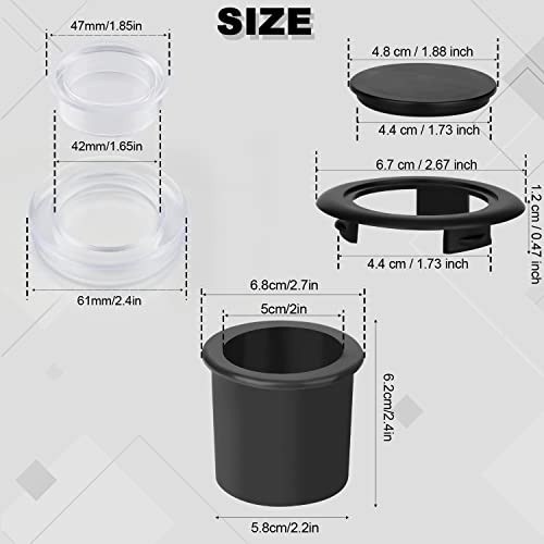 SAVITA 3pcs Umbrella Hole Ring, 3 Sizes Anti-Skidding Silicone Umbrella Hole Plug Suitable for Pool Umbrella Hole and Cap for Patio Garden Beach Table (Clear Black)