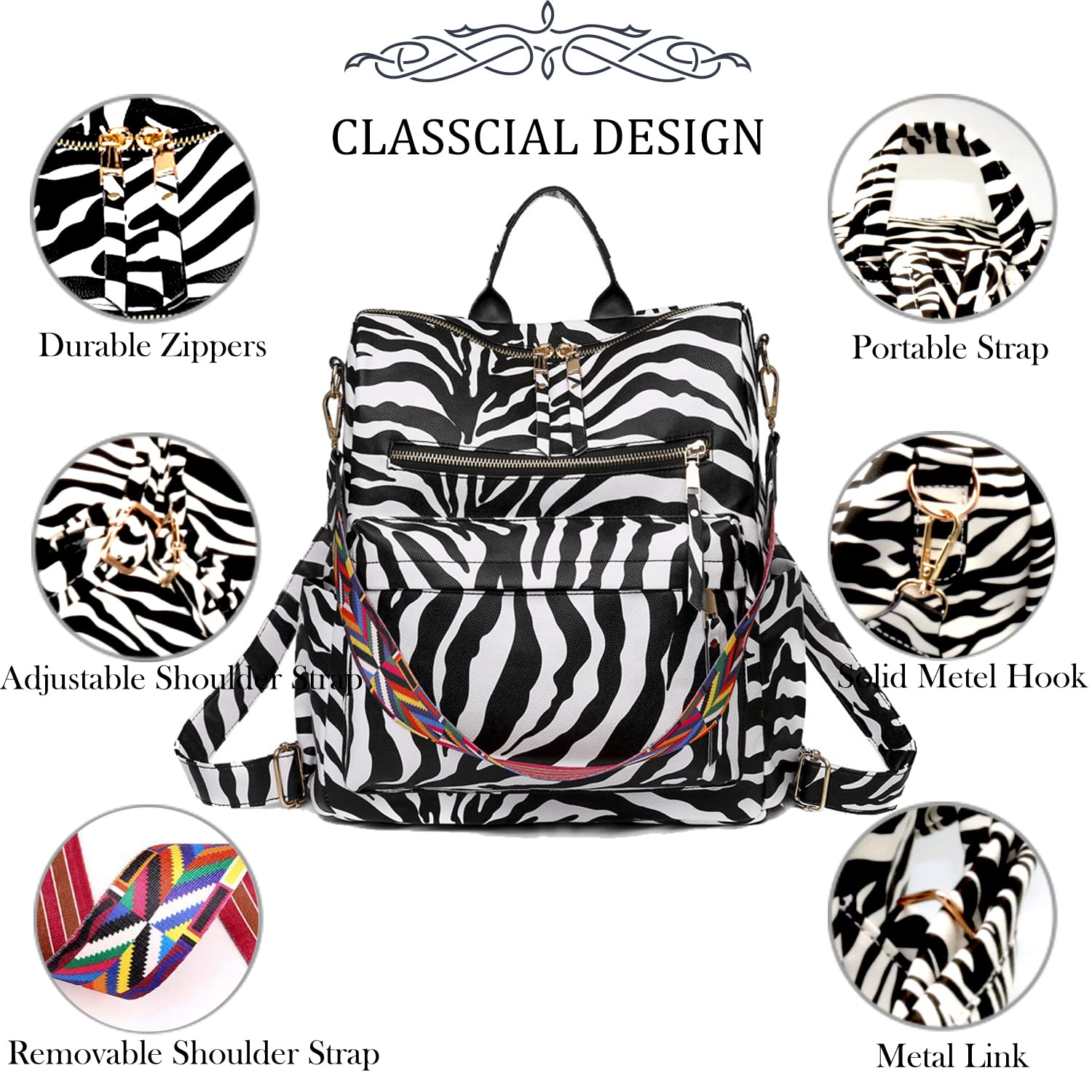 EHLJVZ Women Backpack Leather Purse Shoulder Bags Ladies Large Handbag