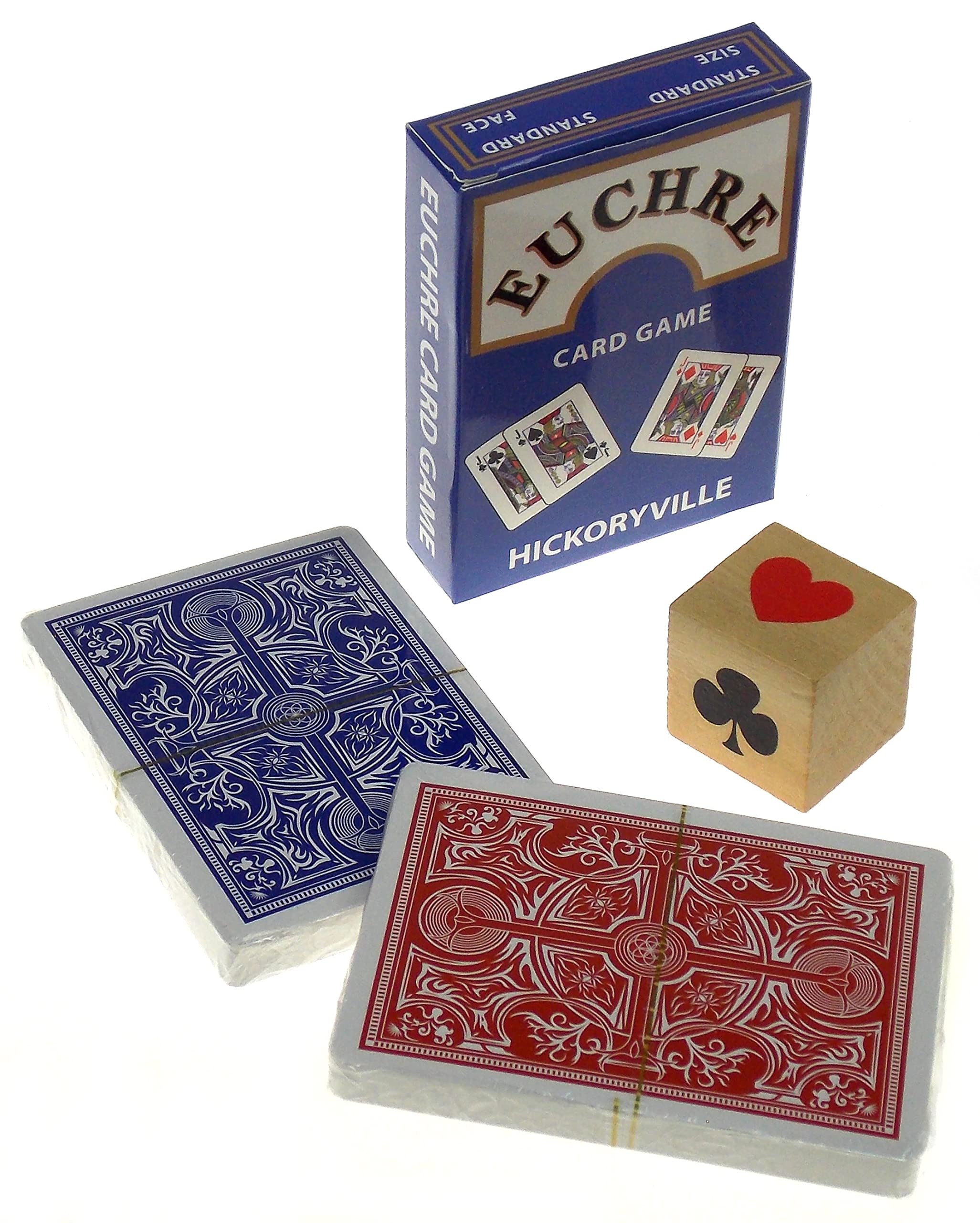 Hickoryville Euchre Playing Cards Bundle - 2 Euchre Decks in One Box with Suit Marker Dice