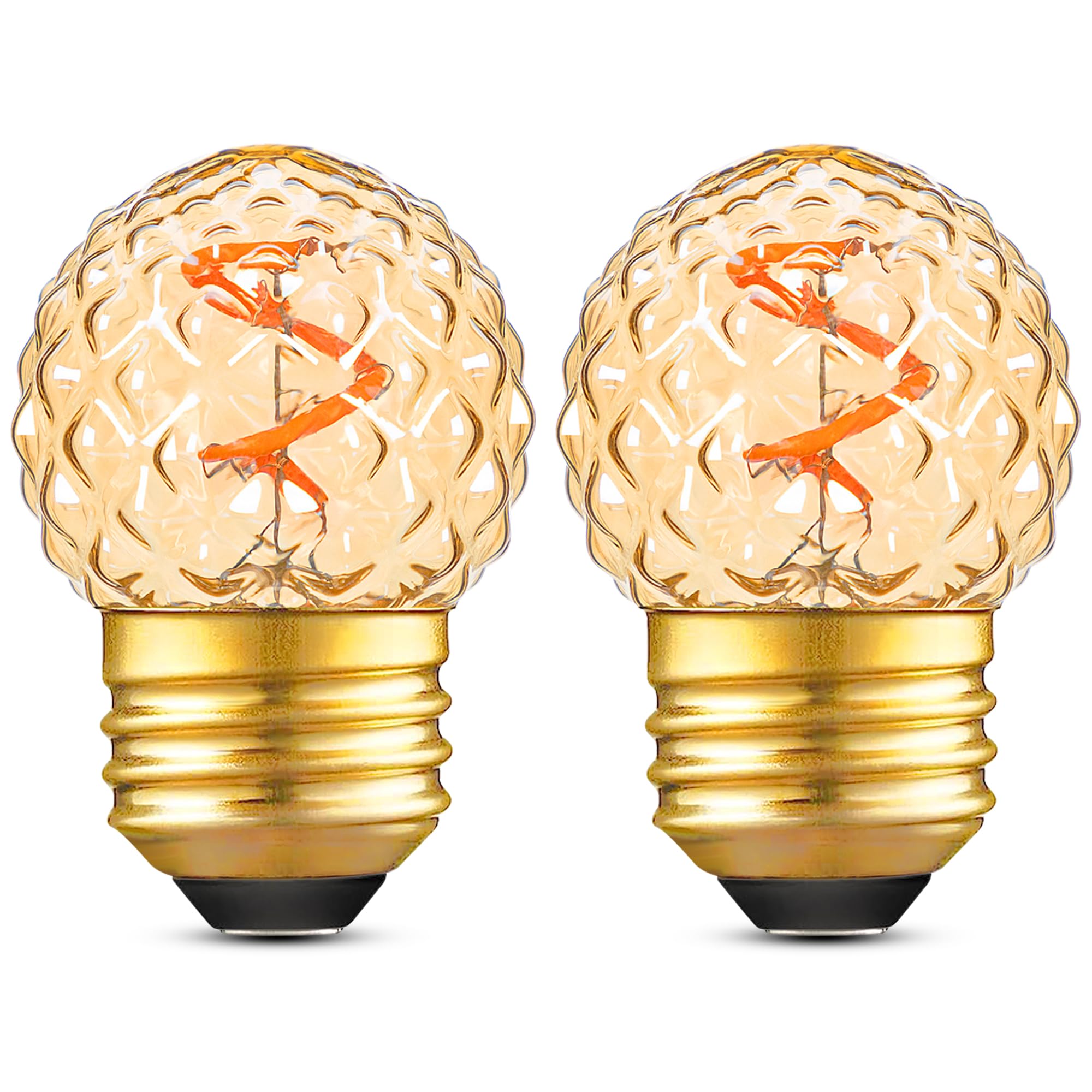 G40 Replacement Bulbs Night Light Bulbs Small Edison Light Bulb Base Sizes Chart Mini Globe Low Watt Light Bulbs 1W(10W Equivalent),AC120V Warm White 2200K 80LM,Outdoor Holiday Decorative Bulbs ,2Pack