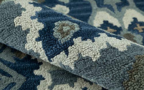 Momeni Tangier Wool Hand Tufted Traditional Indoor Area Rug, Blue, 8' X 11'