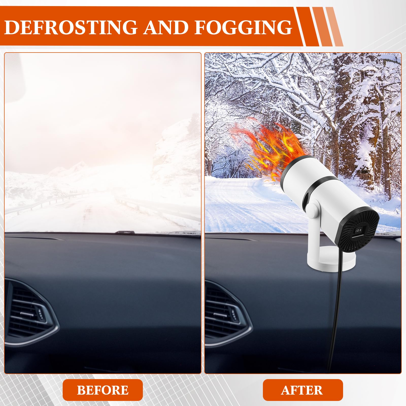 Datanly Portable Car Heater 12V Car Heater That Plugs into Cigarette Lighter, Defroster for Car Windshield, 150W 2 in 1 Heating and Cooling Fast Heating Defrost Defogger Rotation Fan(1 Pcs)