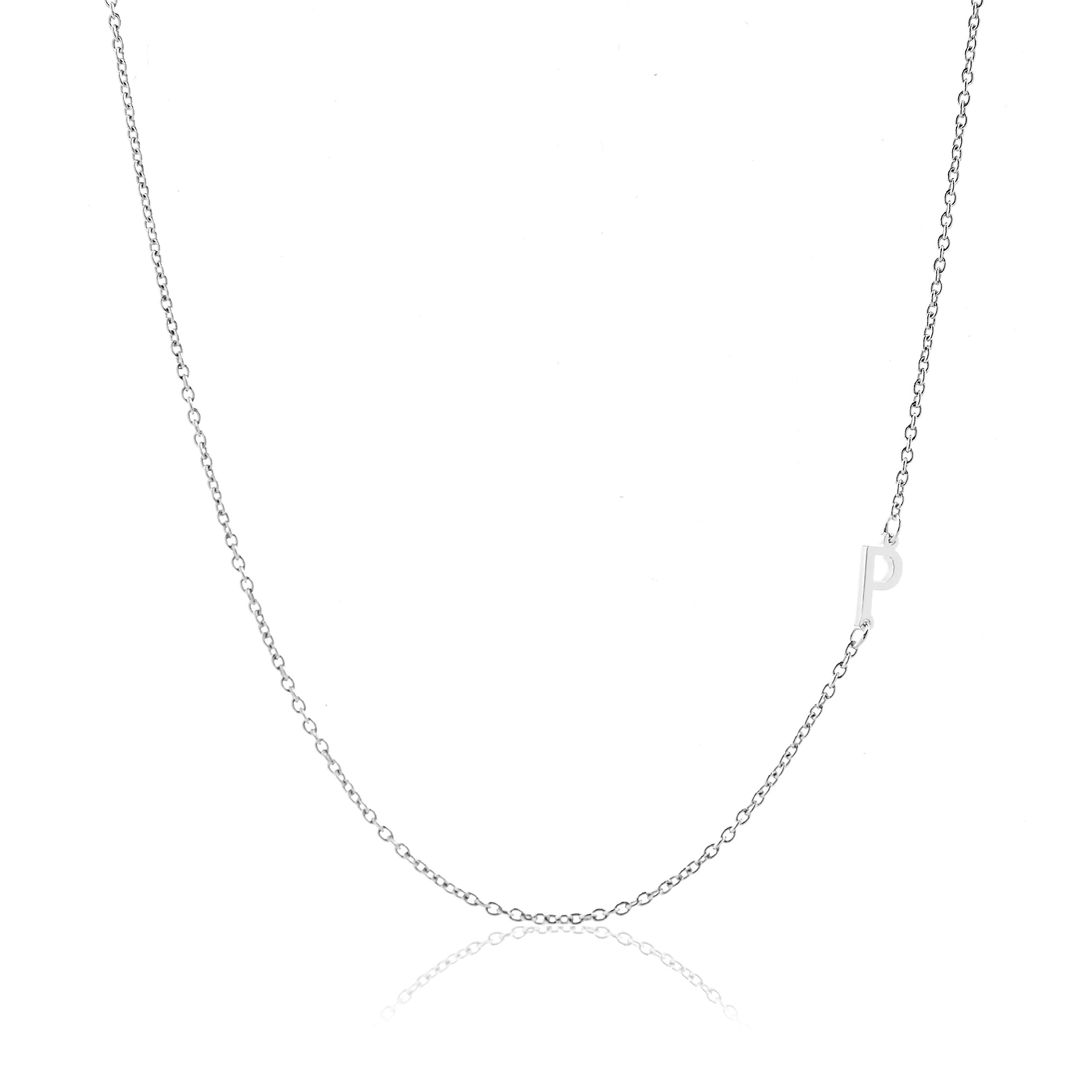 Deidreamers Sterling Silver Side Mini Initial Necklace P