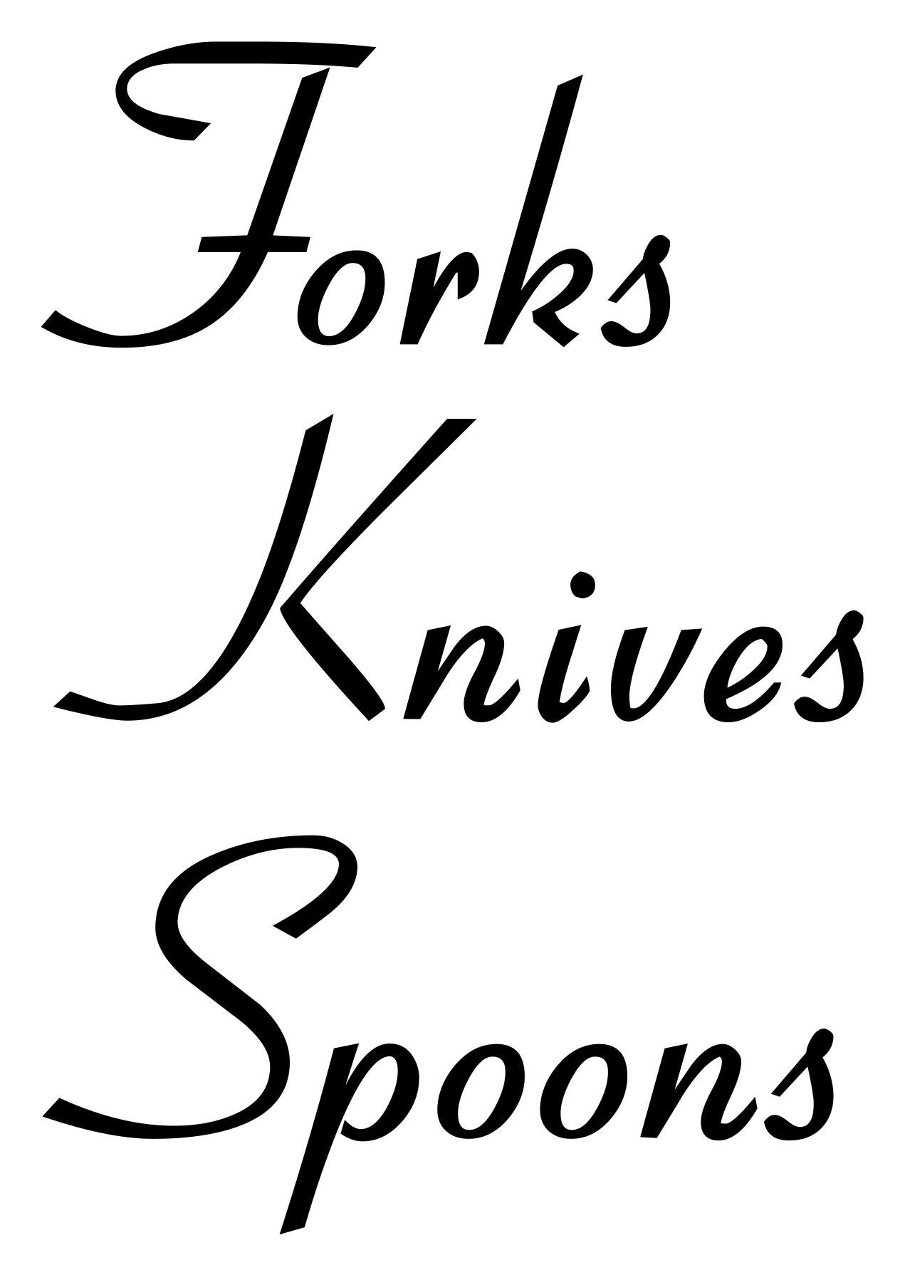 Forks Knives Spoons 1.5|2" Tall Labels | Kitchen Pantry Organization | Die Cut Vinyl Decals | Black Retro Font (Stickers Only)