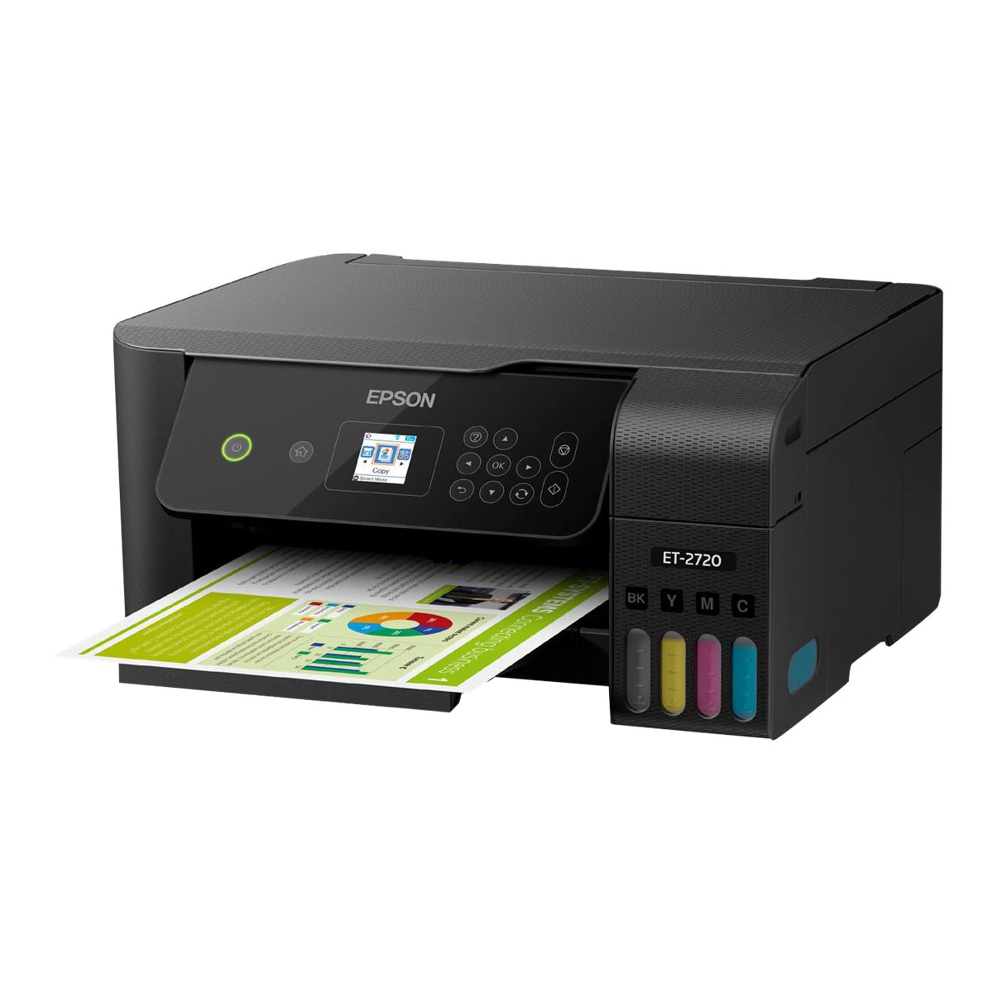 Epson EcoTank ET-2720 All-in-One Wireless Color Inkjet Printer, Black - Print Scan Copy - 10.5 ppm, 5760 x 1440 dpi, Voice Activated, Borderless Photo Printing, 8.5 x 11.7, Ethernet