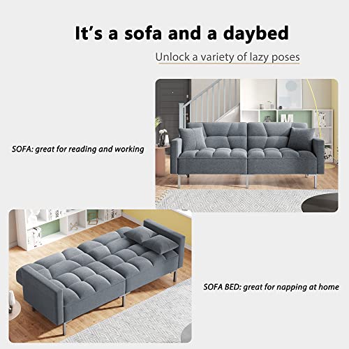 SOFTSEA 74'' Sofa Bed Sleeper Couches and Convertible Sofas, Couch Recliner Convertible Sofa Modern Adjustable Futon Couches Sofas Bed for Living Room Fold Up and Down Recliner Couch (Dark Gray)