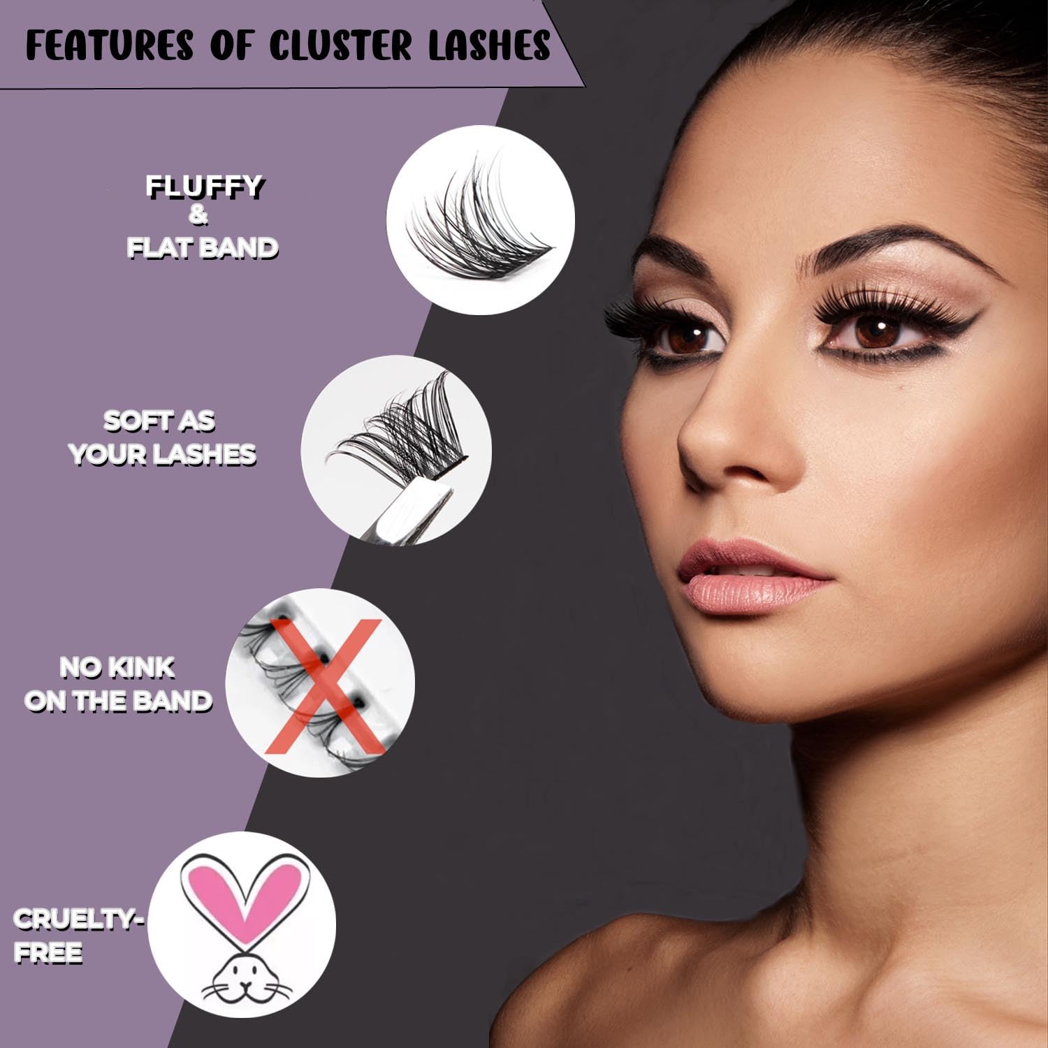 Individual Lashes False Eyelashes 45 Cluster Lashes Eyelash Extension Kit with Lash Glue DIY Wispy Fluffy Lash Clusters Reusable Natural Soft Eyelashes Thin Band C CC D Curl 10-16MM