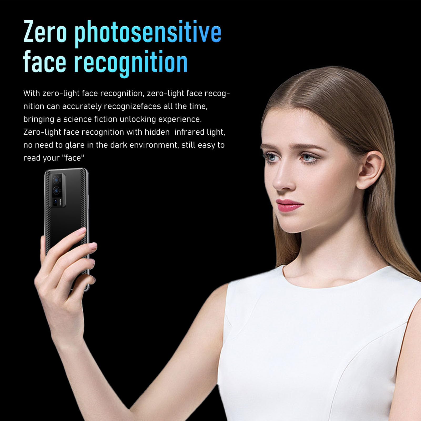 DAUZ Face Unlock Phone, 6500mAh Battery 100-240V 2.4G 5G WiFi Unlocked Smartphone 4G for Office 12 (US Plug)