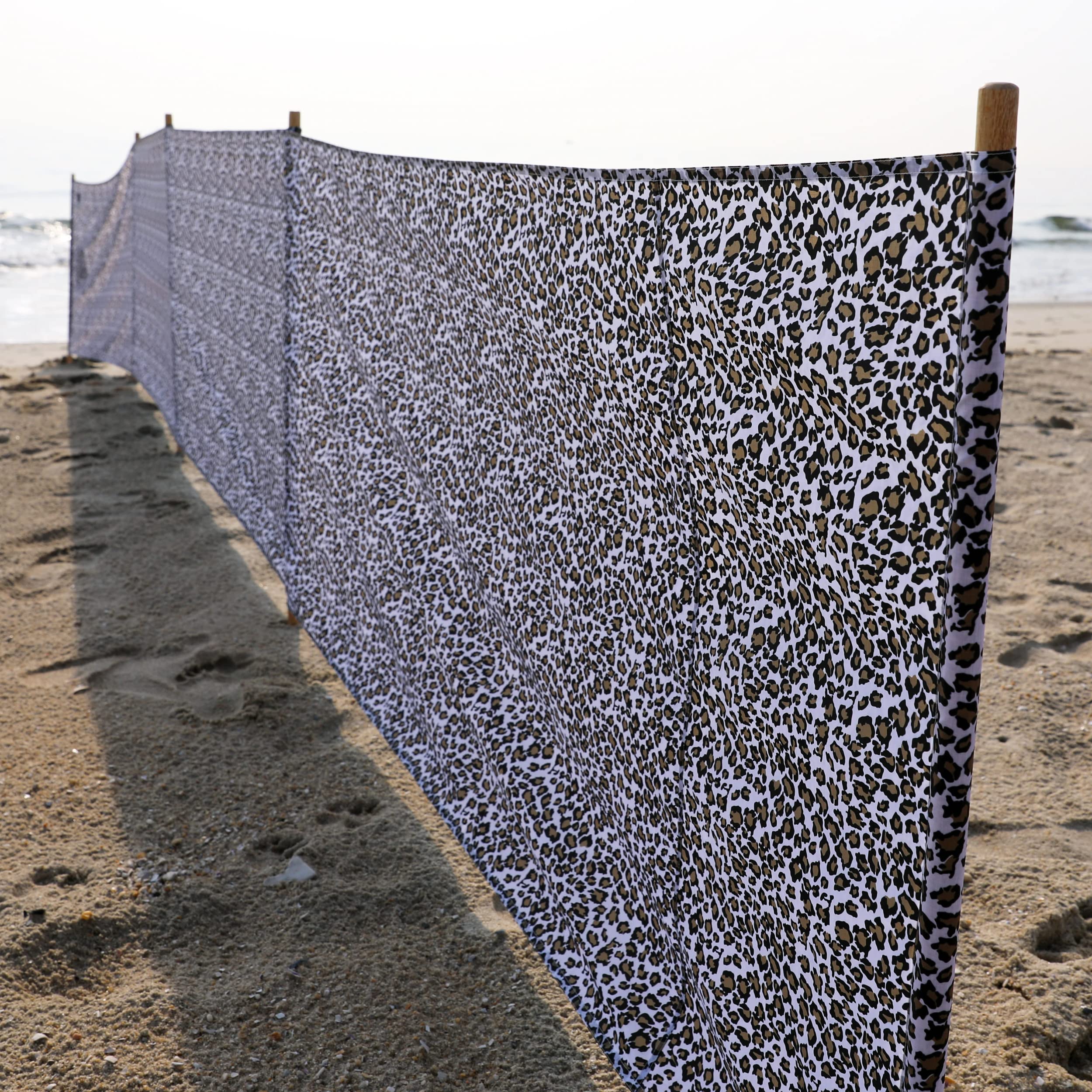 erda Sand Leopard Pro Beach Recycled Polyester Rip-Stop 20 ft Lightweight Windscreen, Privacy Screen, Wind Blocker, Free Matching Shoulder Bag