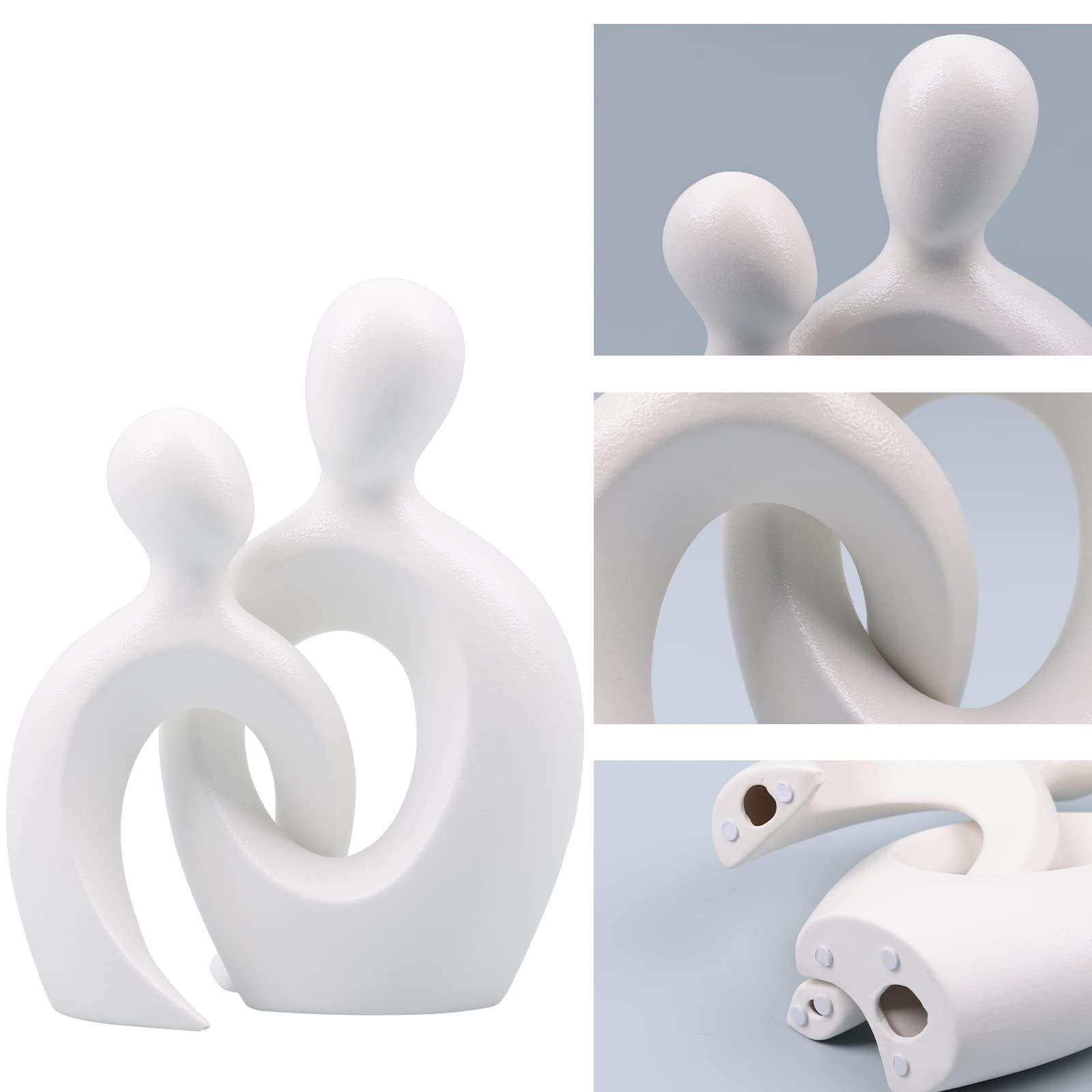 DOVDOV Ceramic Couple Statue, Modern Home Decor Statue, White Home Decor, Romantic Snuggle Abstract Couple Art Sculpture, Living Room Office Bookshelf Bedroom Decorations, (A)