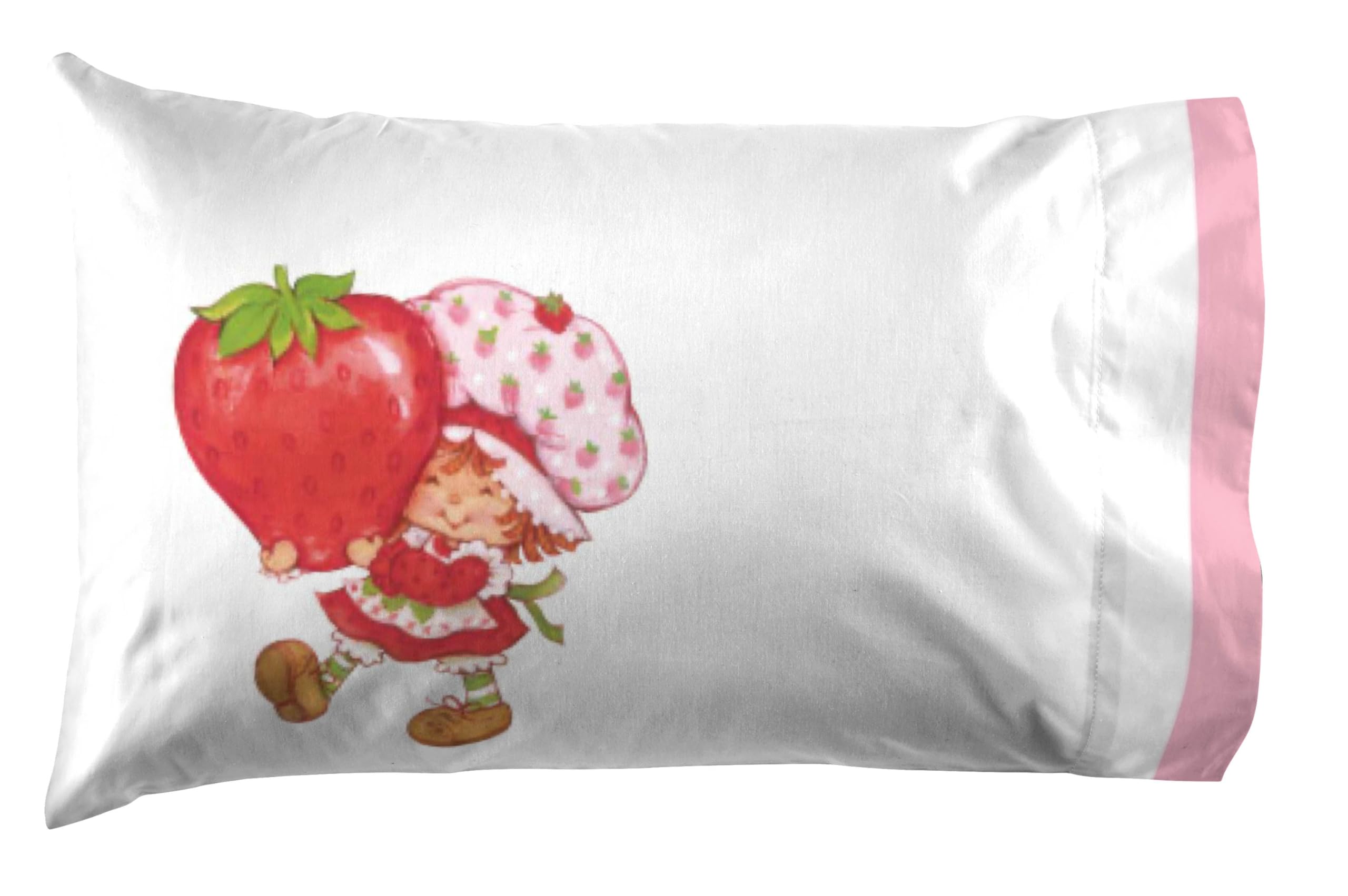 Jay Franco Strawberry Shortcake Full Size Sheet Set - Super Soft Kids 4 Piece Bedding Set - Microfiber Sheets Includes Reversible Pillow Covers
