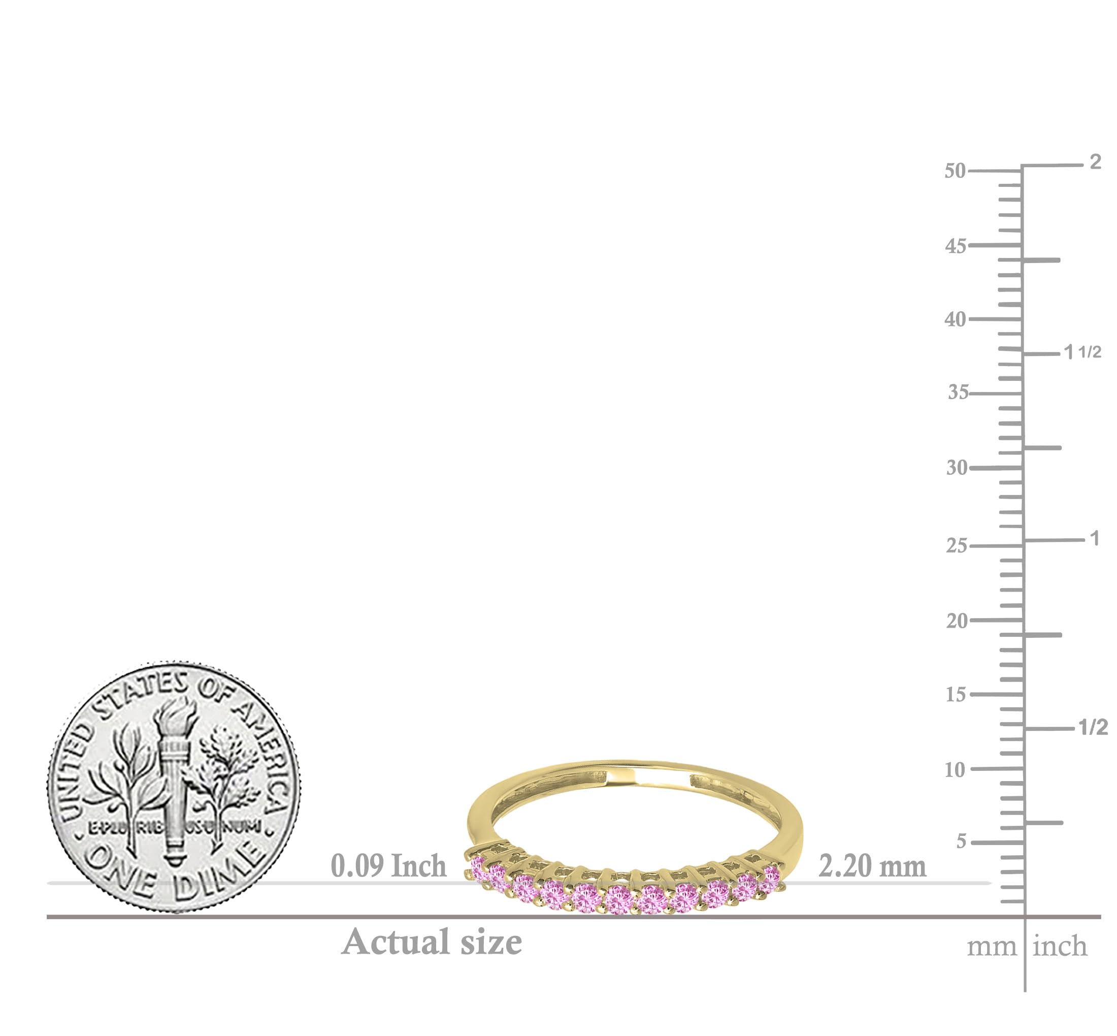 Dazzlingrock Collection Round Pink Sapphire Stackable Wedding Band for Women in 10K Yellow Gold Size 7.5