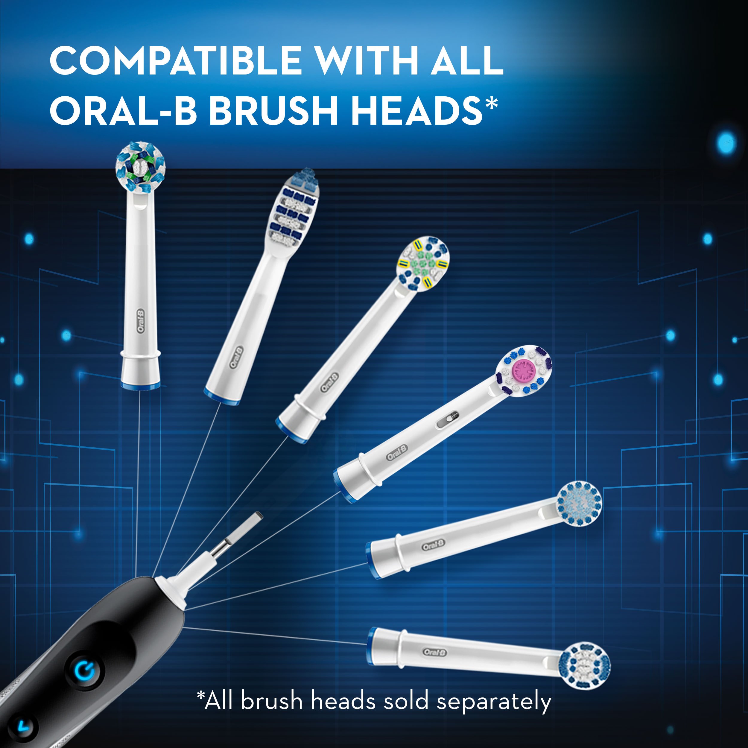 Electric Toothbrush, Oral-B 7000 SmartSeries Black Electronic Power Rechargeable Toothbrush with Bluetooth Connectivity Powered by Braun , 8 Piece Set