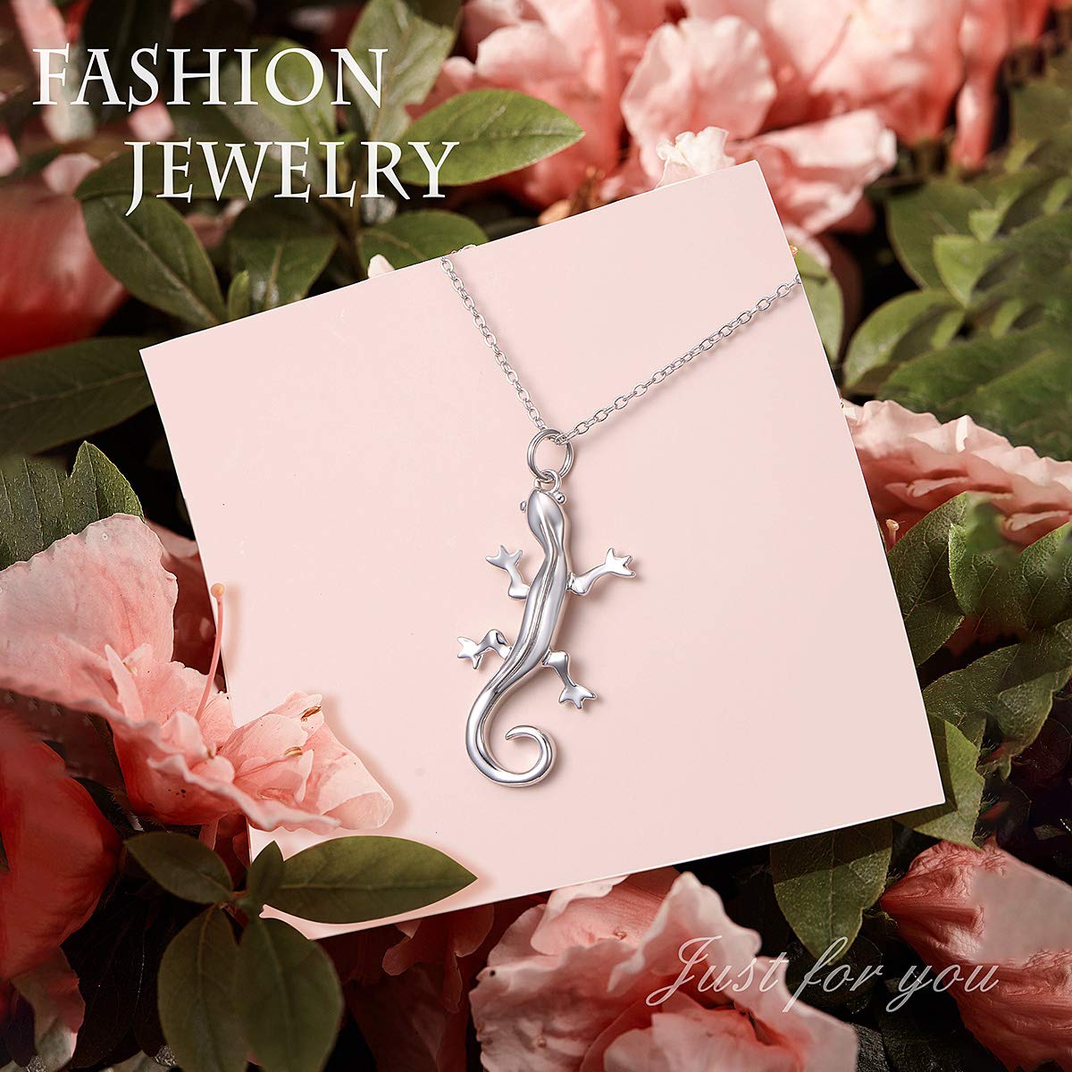 DAOCHONG S925 Sterling Silver Animal Chameleon Gecko Lizard Pendant Necklace for Women Teen Men