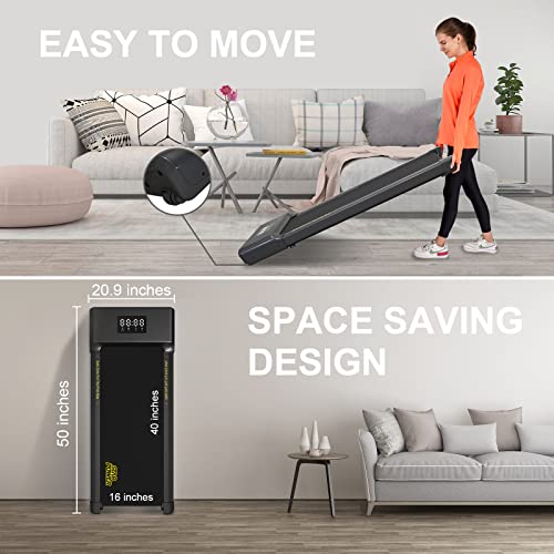 Dpforest Walking Pad, Under Desk Treadmill for WFH, Walking and Jogging, Portable Treadmill with Remote Control, Quiet and Powerful, Installation-Free, Foldable, Wheeled