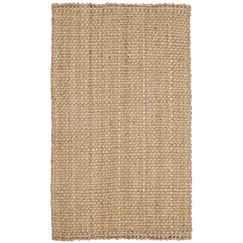 SAFAVIEH Natural Fiber Collection Accent Rug - 2'3" x 5', Natural, Handmade Basketweave Jute, Ideal for High Traffic Areas in Entryway, Living Room, Bedroom (NF401A)