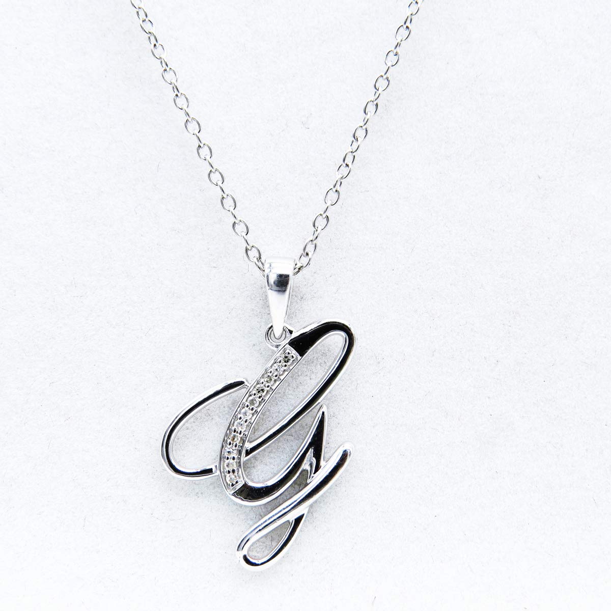 Dazzlingrock Collection 0.05 Carat (Ctw) Round Diamond Fancy Letter 'G' Initial Pendant for Mother's Day, Sterling Silver