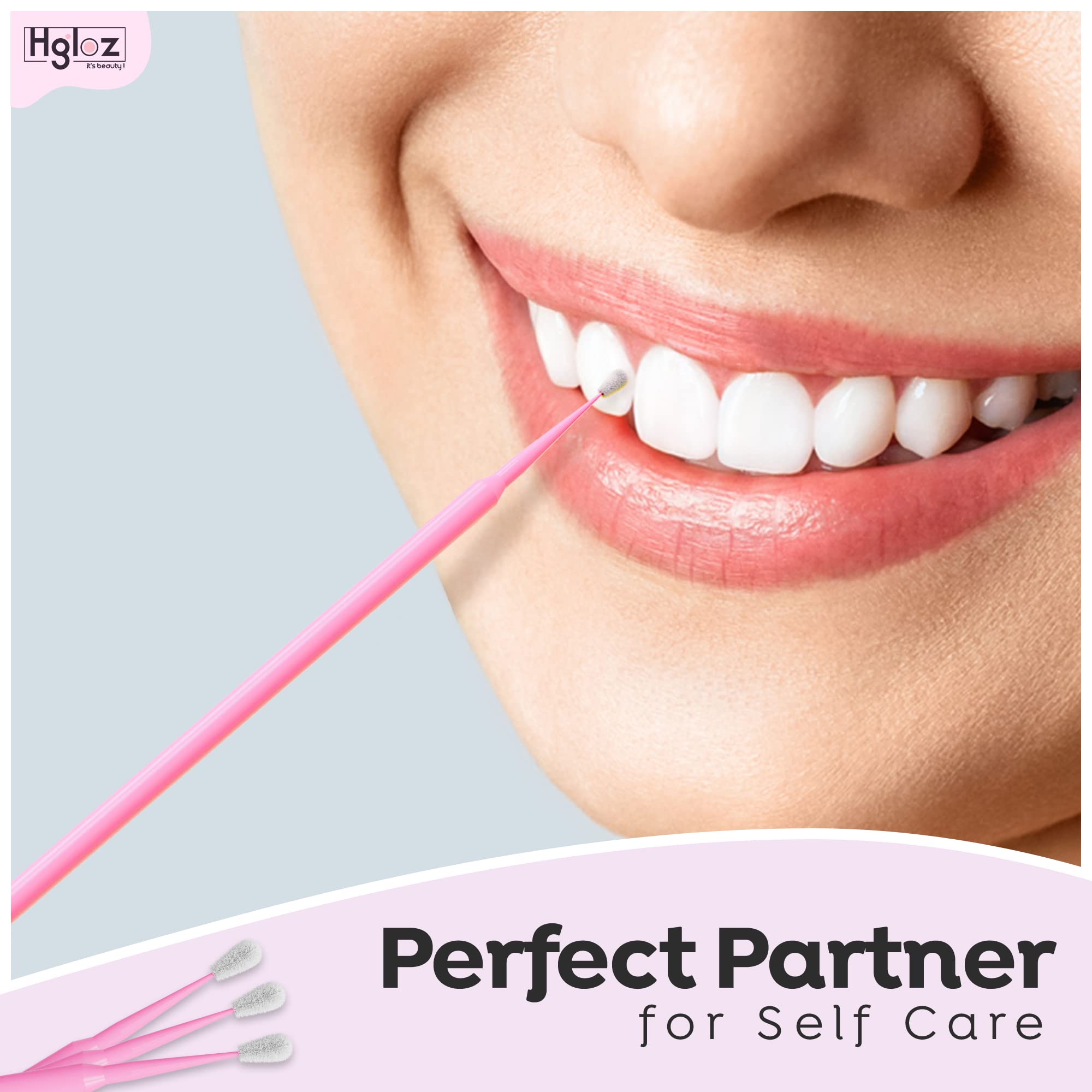 HGLOZ Microswabs for Eyelash Extensions Pack of 500 in Pink โ 2mm Soft Micro Applicator Brush with Microfiber Wands โ Suitable for Cleaning and Applying Make-up
